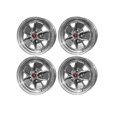 1965-66 MUSTANG STYLE STEEL WHEEL KIT W/LUG NUTS & CENTER CAPS